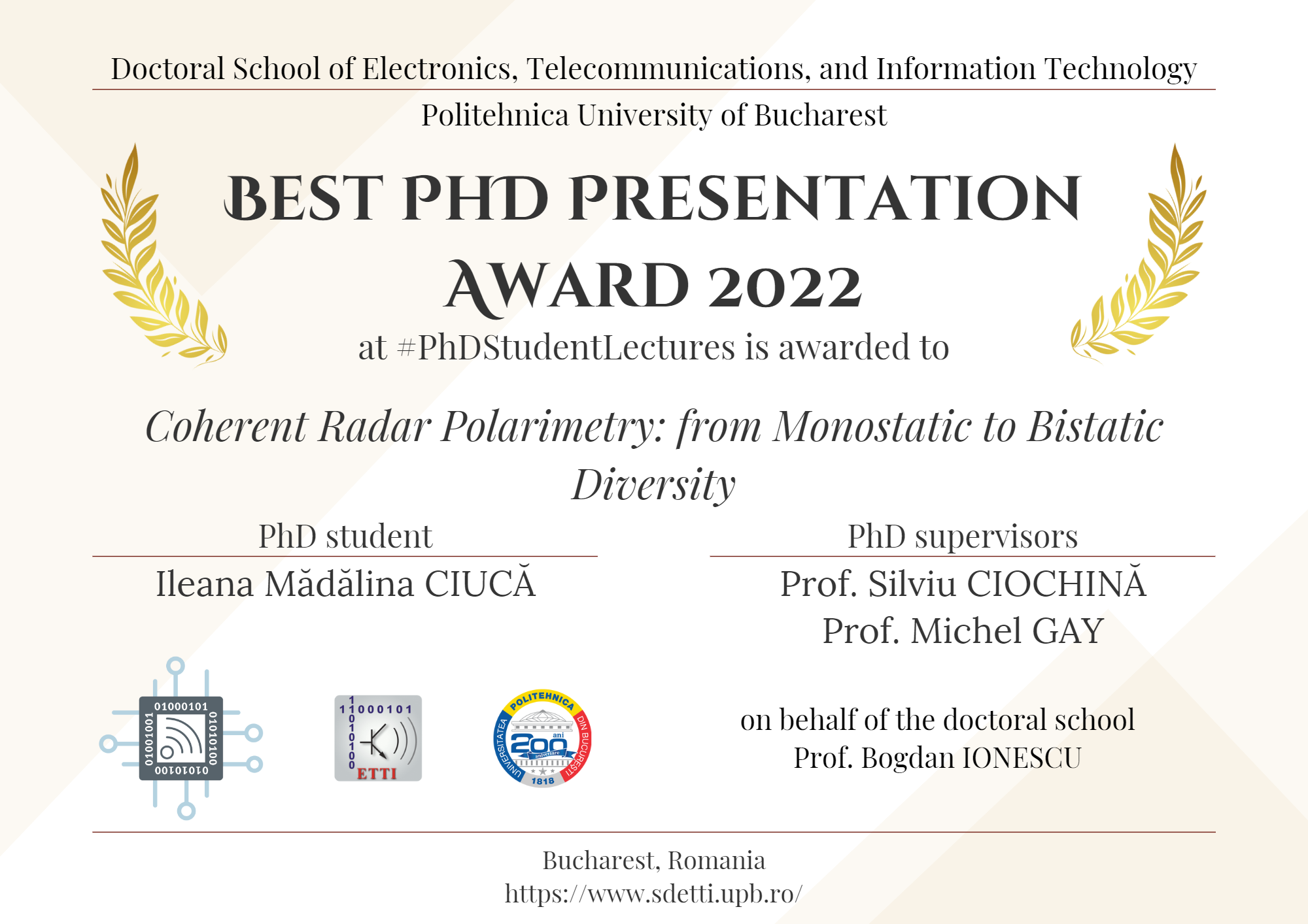 Best PhD Presentation | Școala Doctorală de Electronică ...